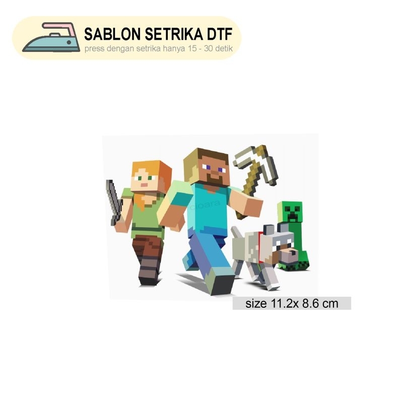 Jual Stiker Sablon Minecraft Alex Steve & Wolf Creeperĺ | Shopee Indonesia