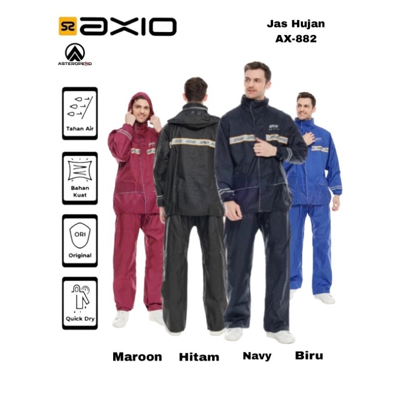 Jual Jas Hujan Axio 882 Europe 100% ORIGINAL/Raincoat AX- 882 Setelan/Jas Ujan Axio Dewasa Pria ...