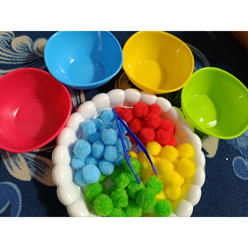Jual macaka edutoys Sortir warna pompom montessori paket lengkap pom ...