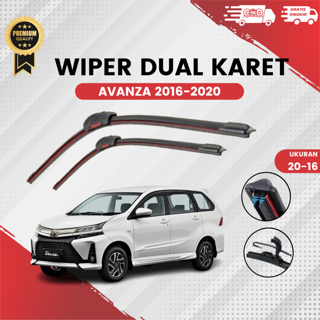 Jual Wiper Double Karet Frameless Toyota Avanza 2016-2020 | Ukuran 20 & 16 Inci | Bisa COD ...