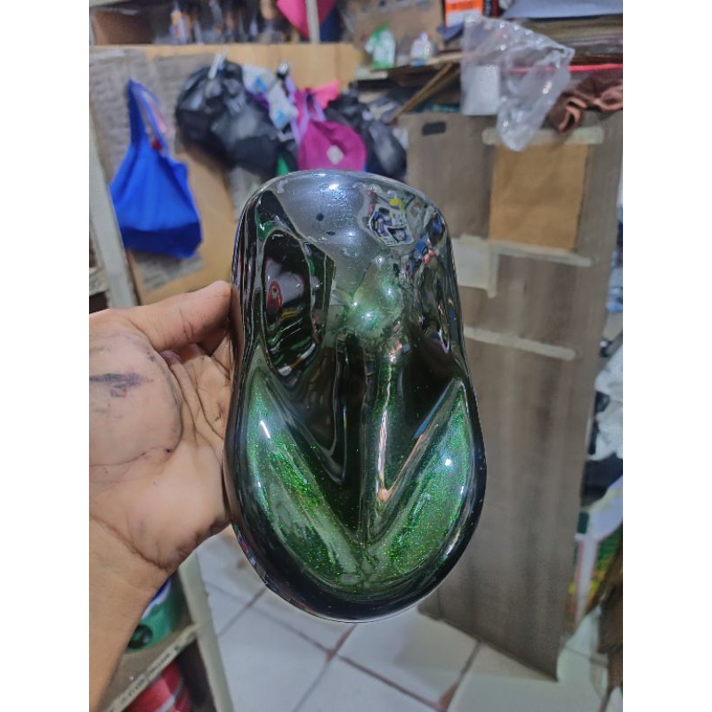 Jual Cat PU Black Green Effect | hitam metalic ijo | cat otomotif | cat ...