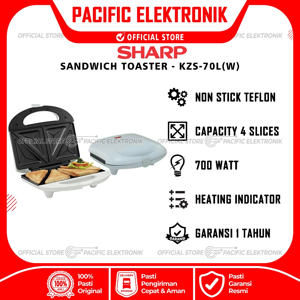 Jual Sandwich Toaster / Panggangan Roti Sharp KZS-70L(W) | Shopee Indonesia