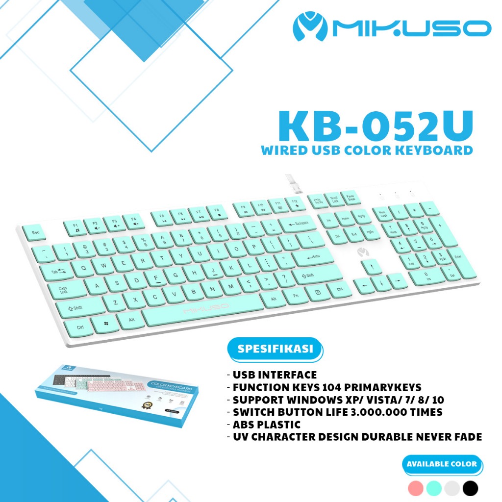 Jual MIKUSO KB-052U Wired USB Color Keyboard | Shopee Indonesia