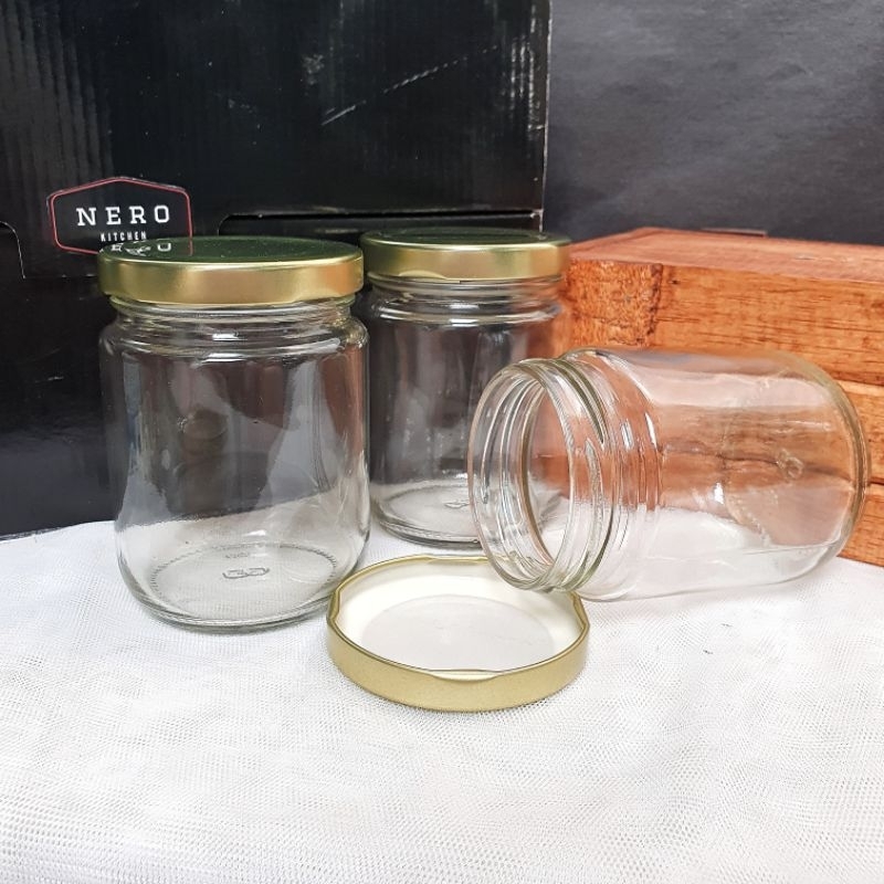 Jual Jar Kaca Bulat 250ml / Jar selai / toples kaca / wadah bumbu ...