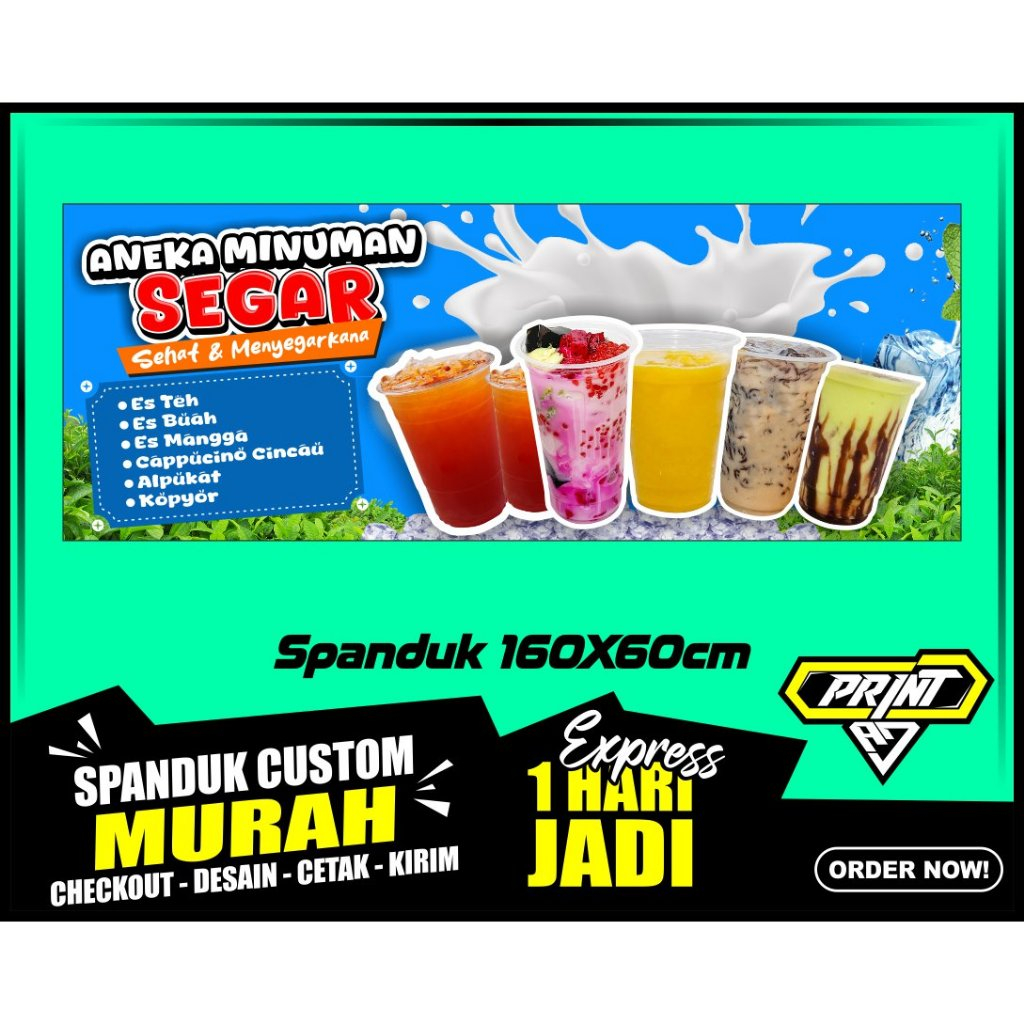 Jual Banner MINUMAN, Spanduk MINUMAN 160X60 cm, COD, Banner MINUMAN ...