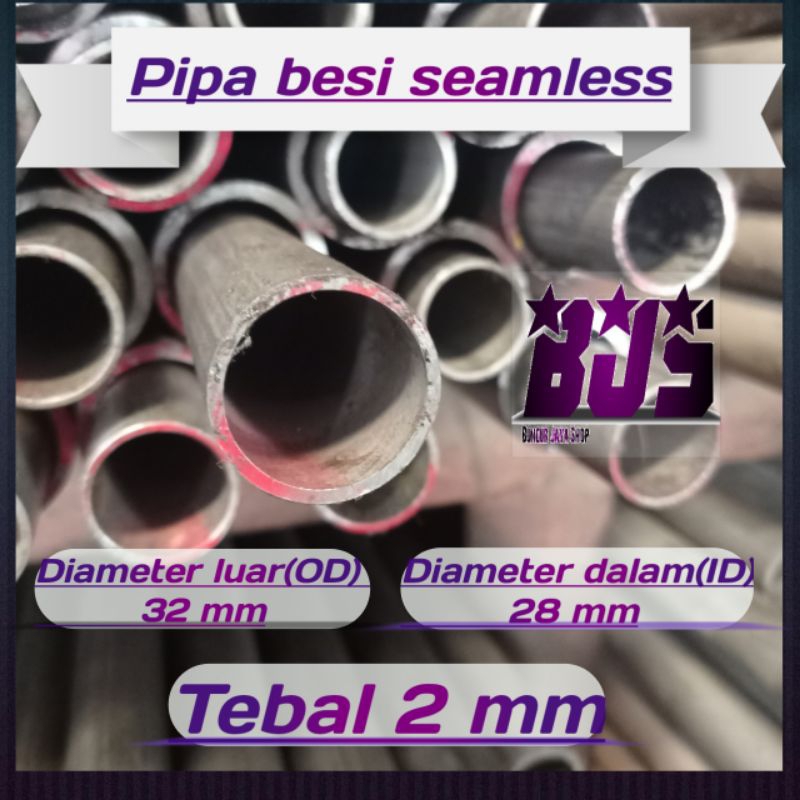 Jual Pipa besi seamless Diameter luar(OD) 32 mm Diameter dalam(ID) 28 ...