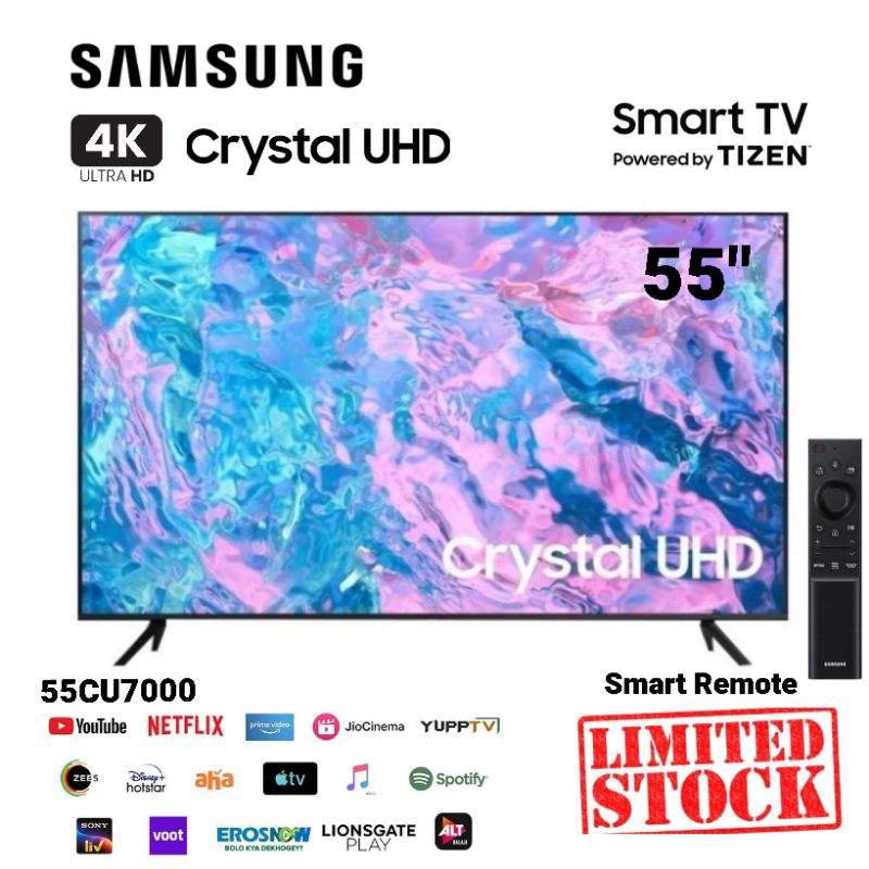 Jual SAMSUNG Crystal 4K UHD 55 Inch - AIPLAY Smart TV TizenOS 55CU7000 AirSlim Design DOLBY ...