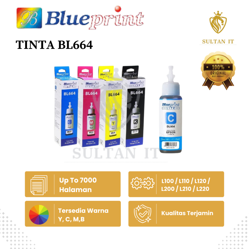 Jual Tinta BL 664 BLUEPRINT For Printer Epson 70ml / Tinta BL664 Blueprint Original | Shopee ...