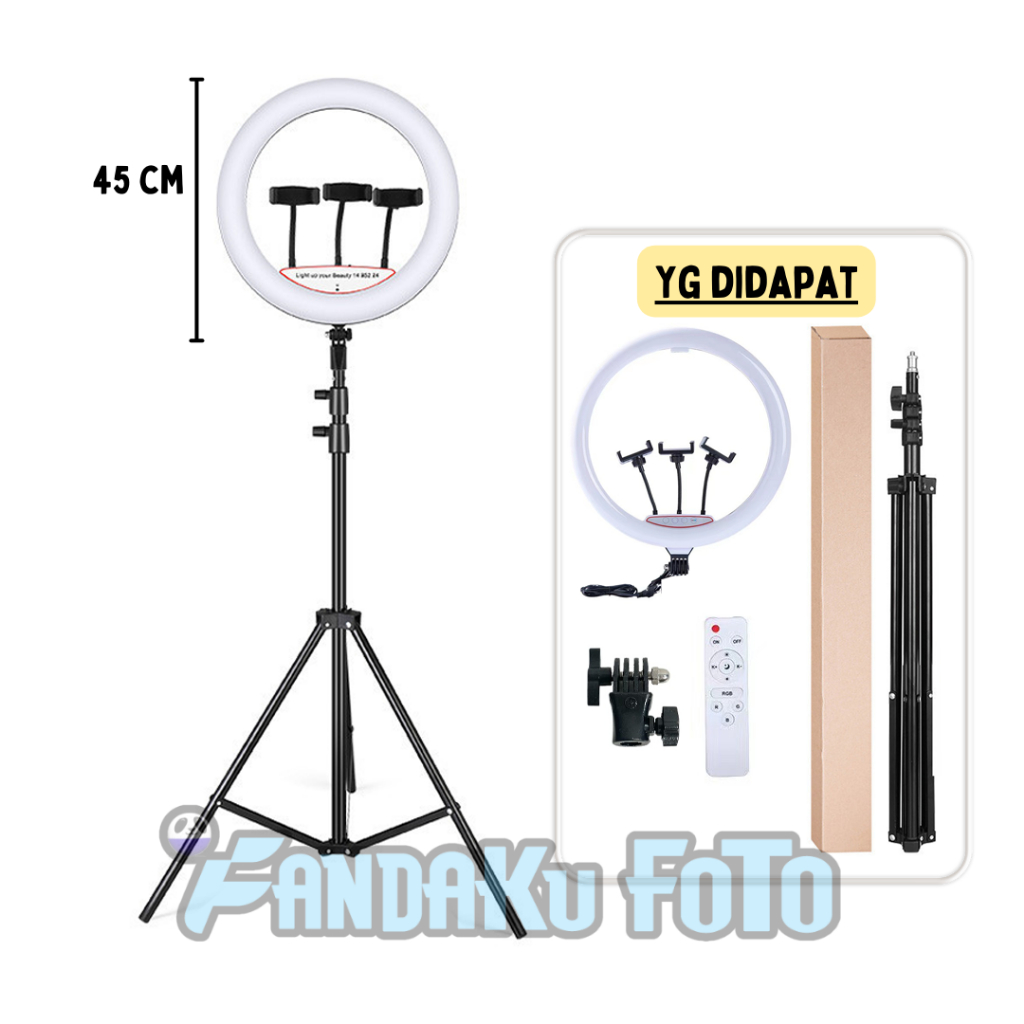 Jual FDK Led bicolor lampu makeup mua Jumbo profesional 45 cm lengkap dengan stand ringlight ...