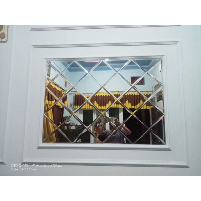 Jual kaca cermin bevel dinding tempel tebal 5 mili | Shopee Indonesia
