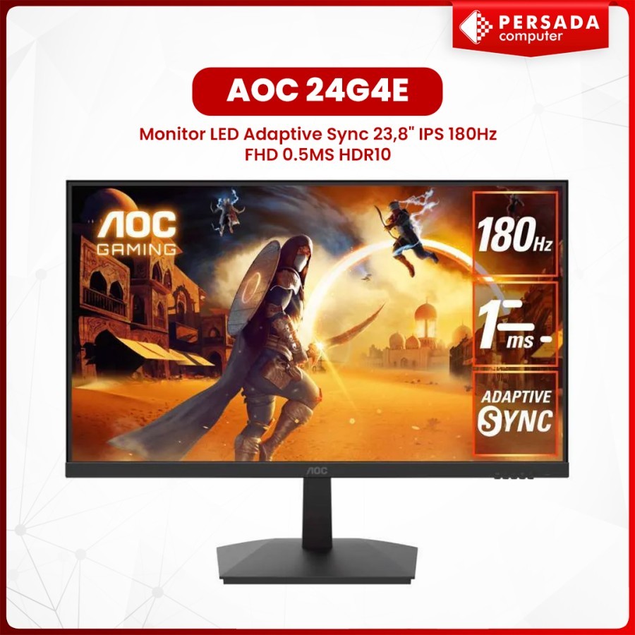 Jual Monitor LED AOC 24G4E Adaptive Sync 23,8" IPS 180Hz FHD 0.5MS ...