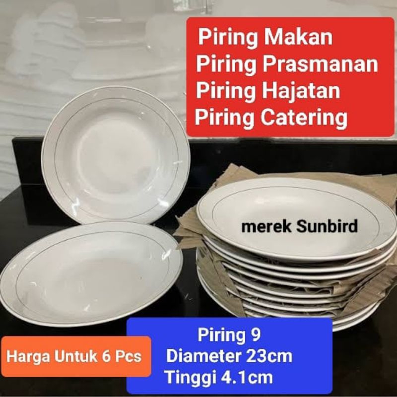 Jual piring makan keramik LIS MAS 9" diameter 23cm (HARGA 6 BIJI ...