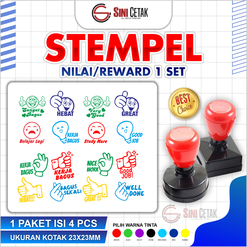 Jual PAKET Stempel Penilaian Reward, SD / TK / PAUD Paketan Isi 4Pcs ...