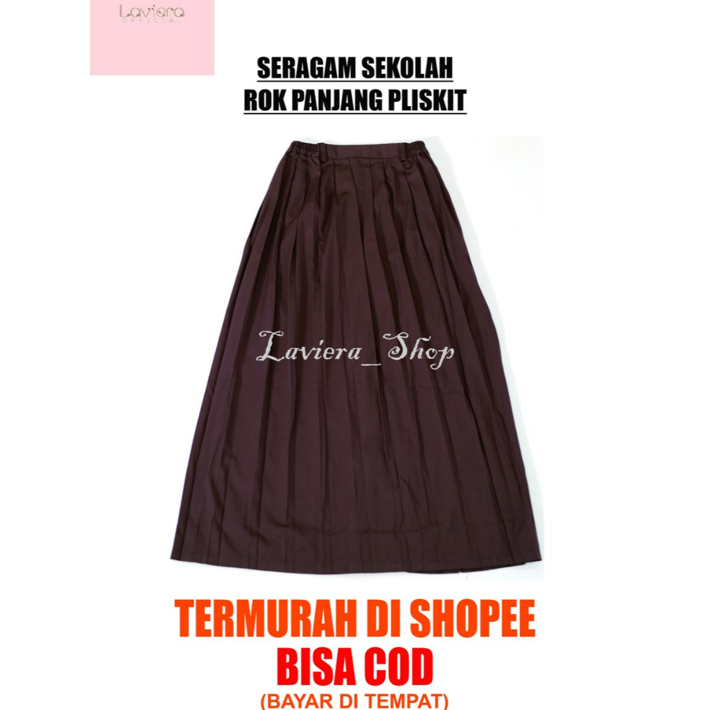 Jual ROK PANJANG PLISKIT PLISKET FULL WIRU REMPEL COKELAT SD SMP SMA BAHAN DRILL PREMIUM ...