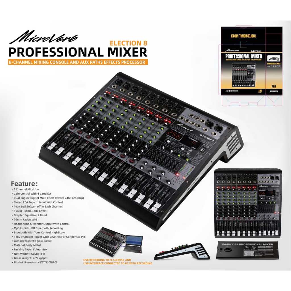 Jual Microverb Election 8 channel Professional Mixereffect digital 256dsp original | Shopee ...