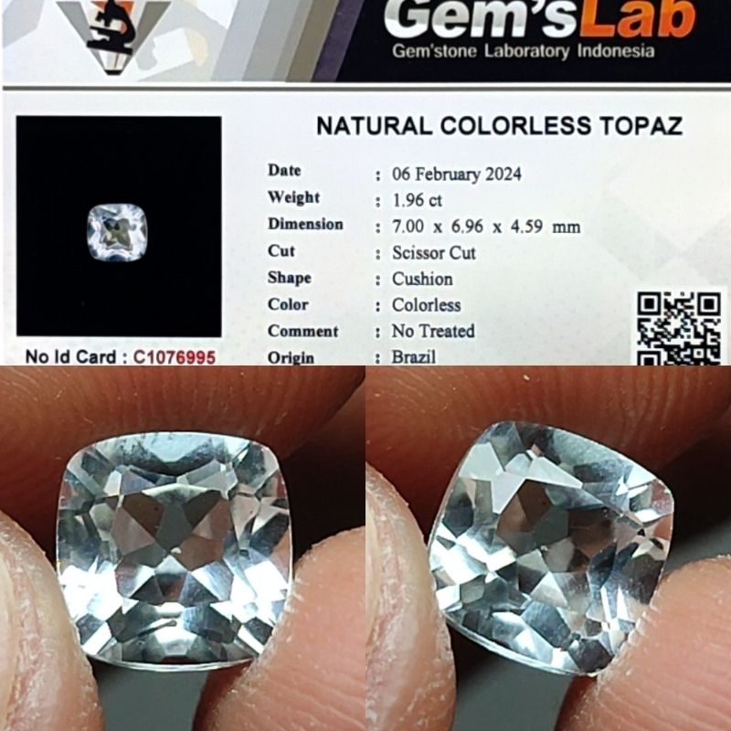 Jual Natural Colorless Topaz No Treatment Almost 2ct GLI Material Loupe ...