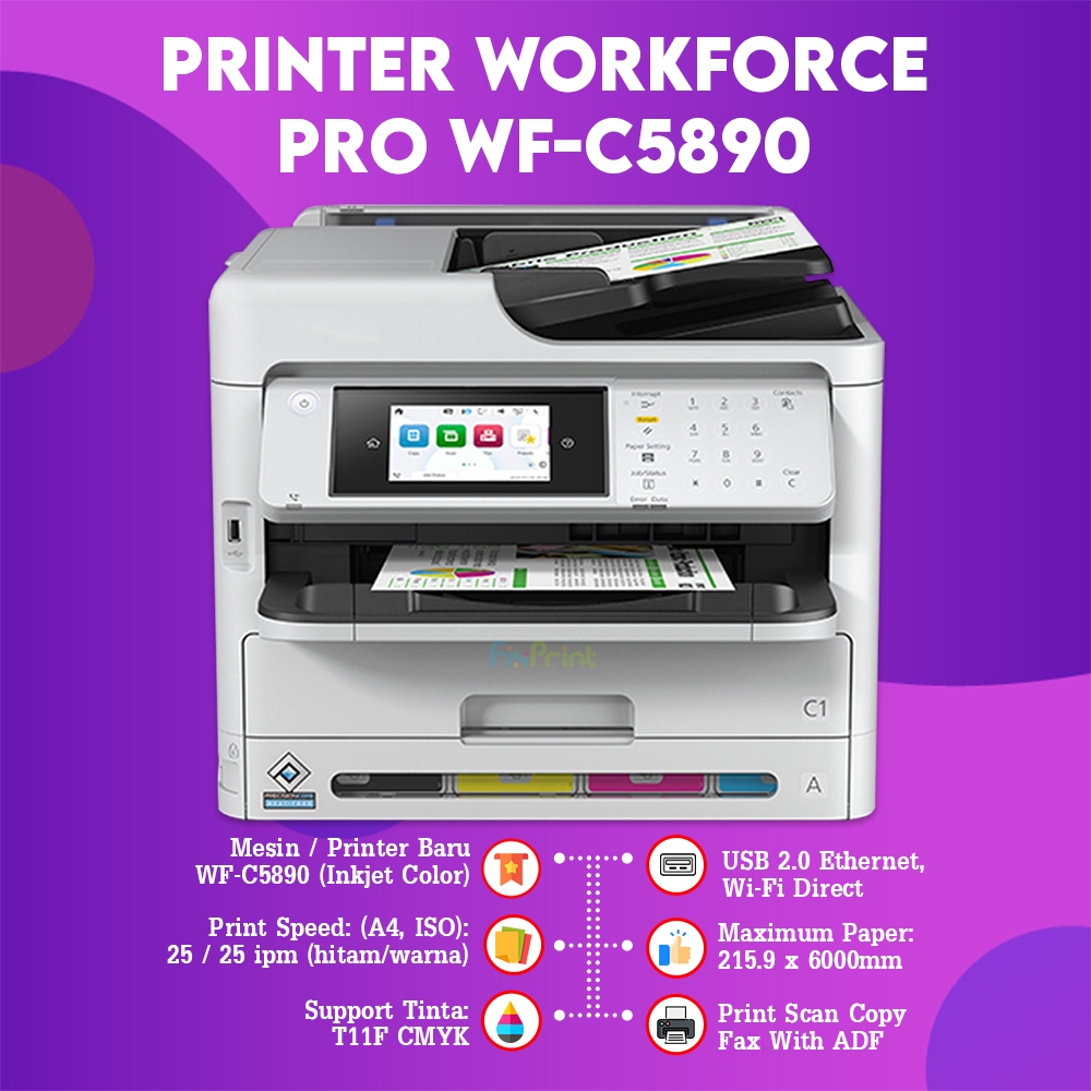 Jual Printer Chipless WorkForce Pro WF-C5890 (Print - Scan - Copy - Fax ...