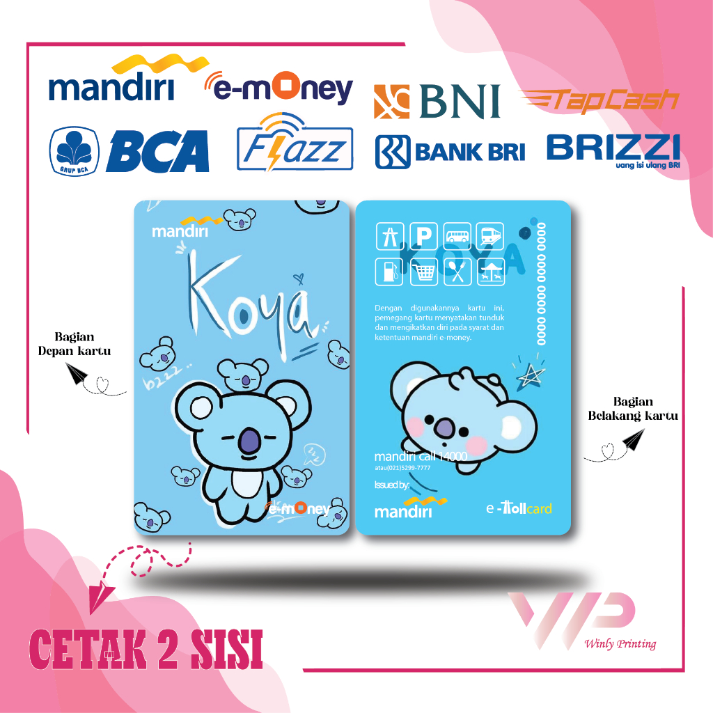 Jual KARTU EMONEY KUMPULAN GAMBAR BT21KOYA CUTE IMUT LUCU FULL BLUE 9 ETOLL MANDIRI FLAZZ BCA ...