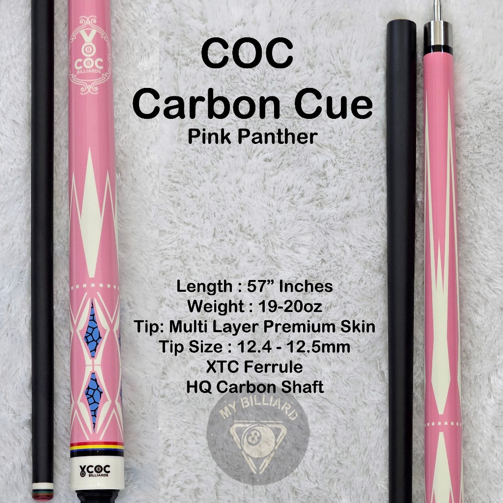 Jual COC Pink Panther Carbon Cue Stick 12.5mm - Stik Billiard Karbon 12 ...