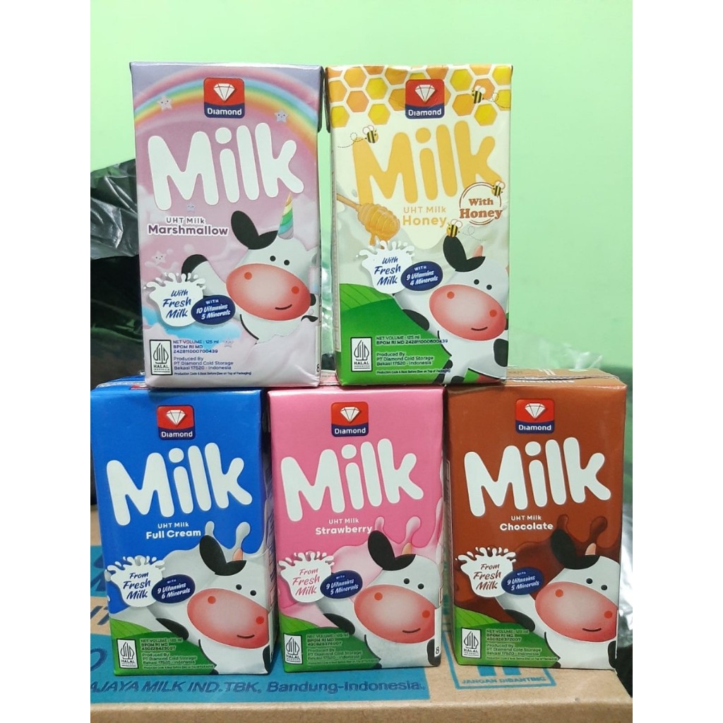Jual Diamond Susu Milk UHT 125ml (Chocolate, Strawberry, Full Cream, Marshmallow, Honey ...