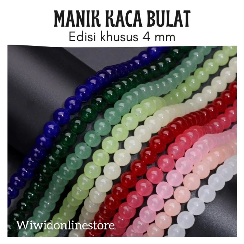Jual (1 untai/99 biji) MANIK KACA BULAT 4 mm | Shopee Indonesia