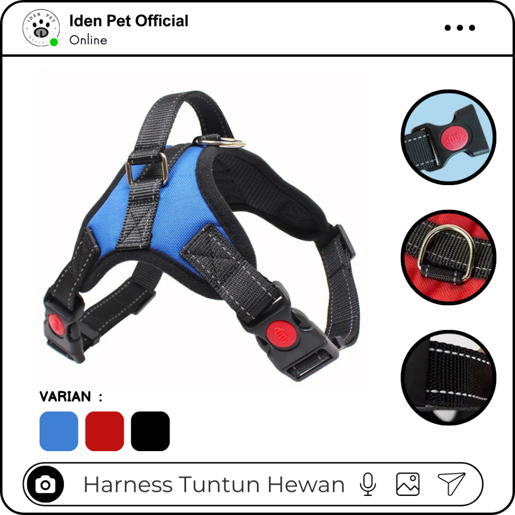 Jual Iden Pet Harness Anjing Besar Kecil Harnes Kucing Rompi Tali ...