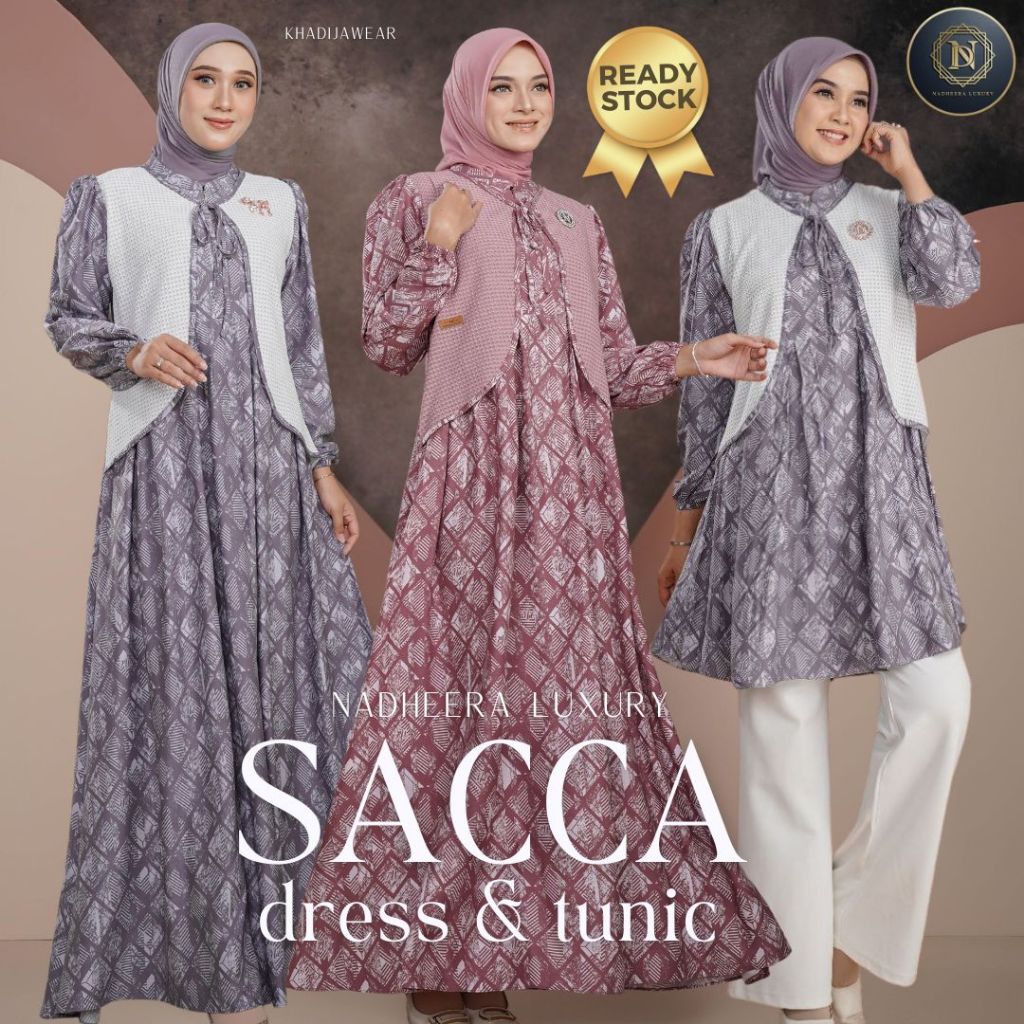 Jual [BISA COD] SACCA DRESS NADHEERA LUXURY SACA GAMIS TUNIK TERBARU NADHERA RAJUT rayon rompi ...