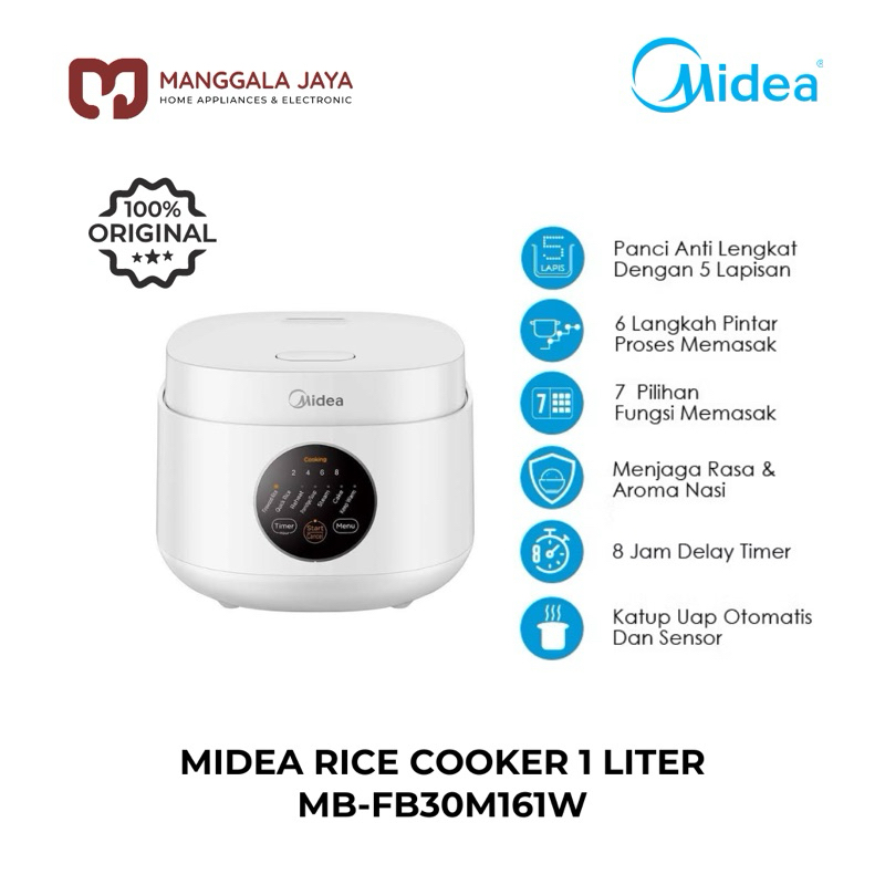 Jual Midea Digital Rice Cooker 1 Liter MB-FB30M161W | Shopee Indonesia