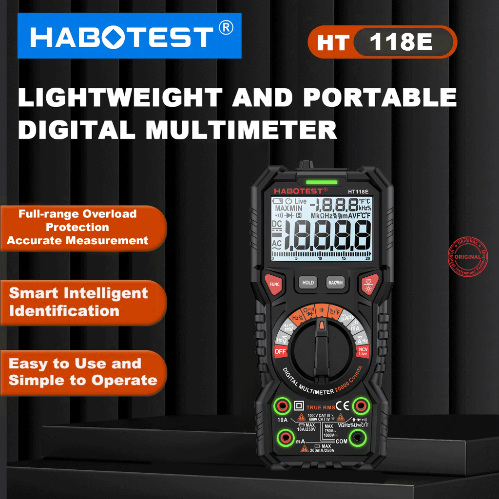 Jual HABOTEST HT118E Multimeter 1000V AC DC Multimeter Digital 20000 ...