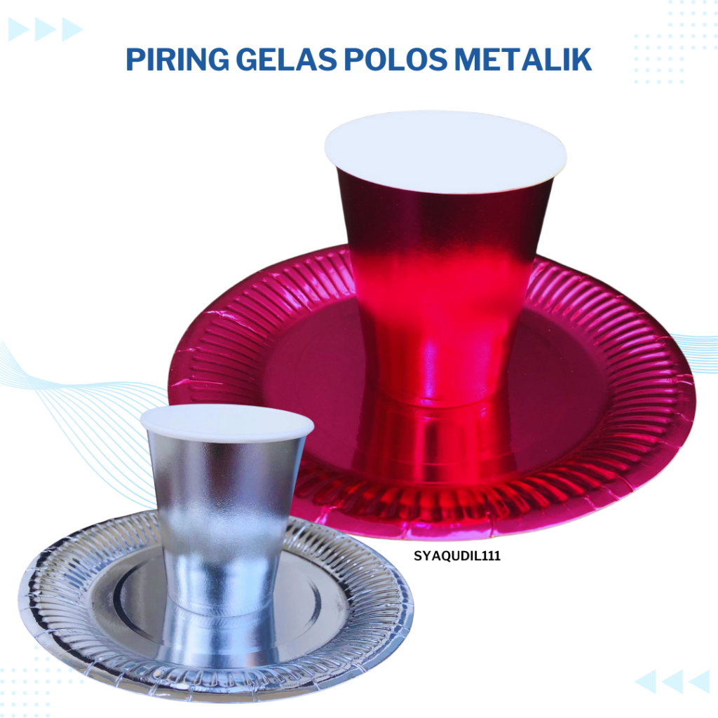 Jual [Isi 10 Pcs] Piring Gelas Kertas Pesta Premium Polos Metalik ...