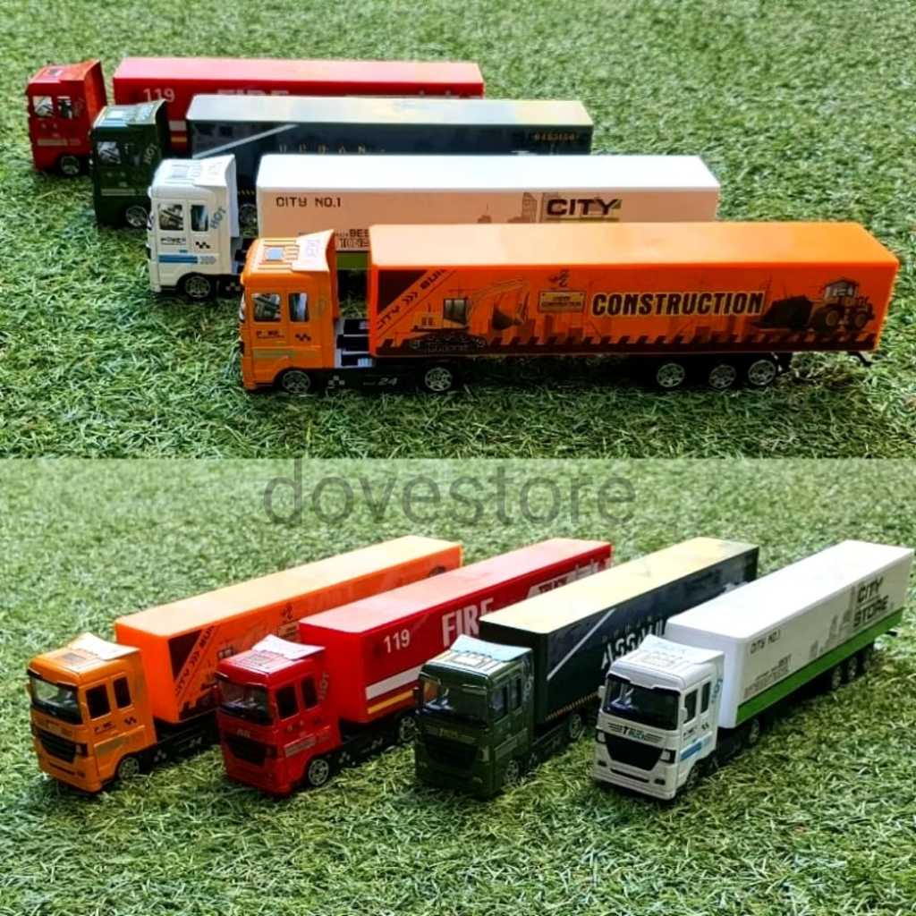 Jual Mainan Anak Miniatur Diecast Truk Truck Kontainer Box Container ...
