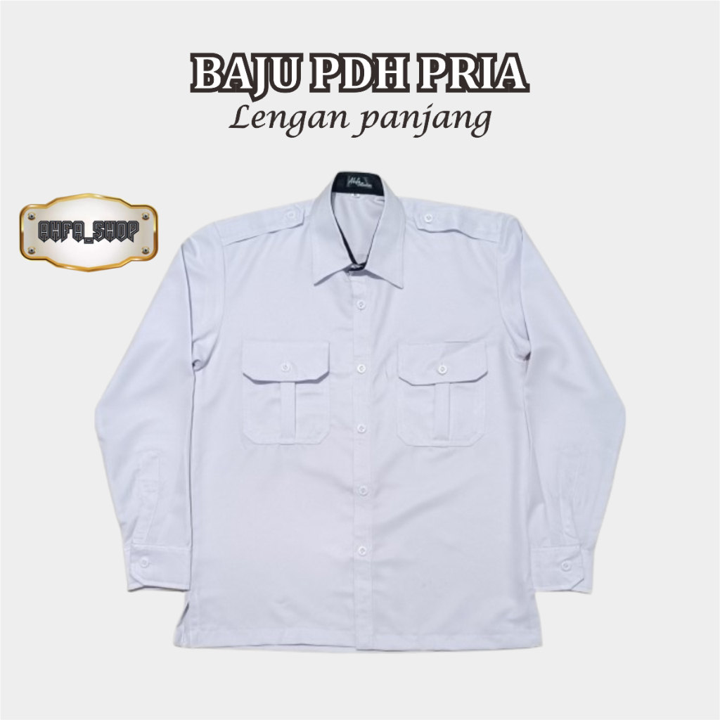 Jual Baju PDH Putih Pria Lengan Panjang Kemeja Pdh Putih Pns Pria Kerah ...