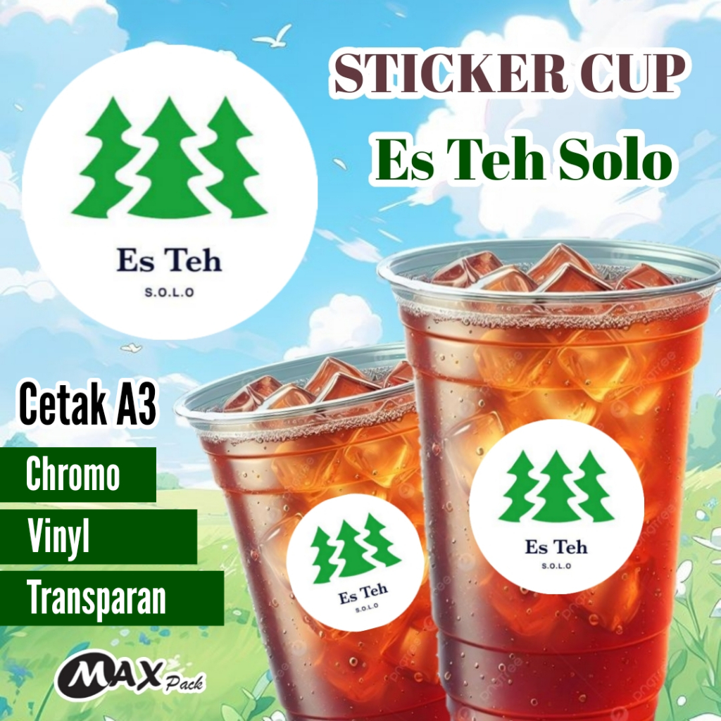 Jual Cetak Stiker Es Teh Solo | Sticker Vinyl & Transparan | Stiker Cup ...