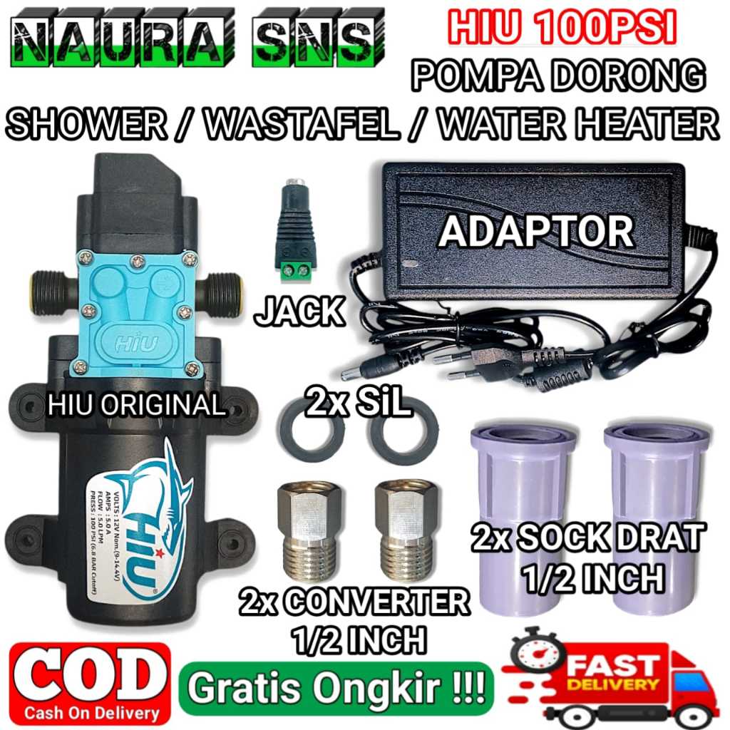 Jual POMPA DORONG WASTAFEL / WATER HEATER / SHOWER POMPA DC 12V HIU 100 ...