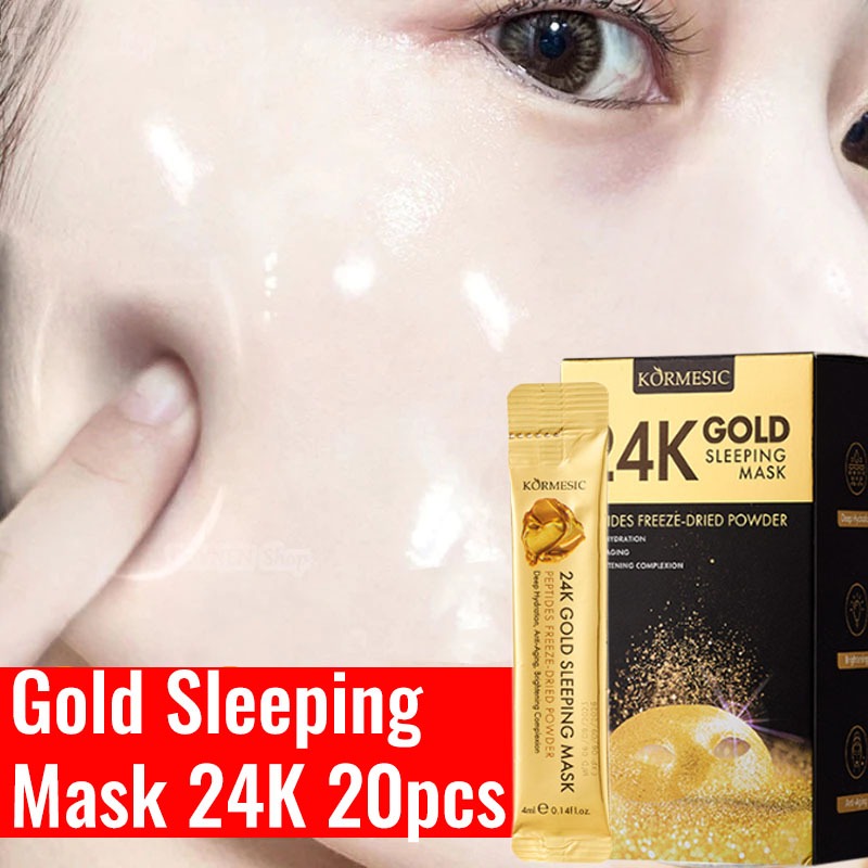 Jual Gold Sleeping Mask 24K 20pcs Hyaluronic Acid Sleeping Mask Tidur ...