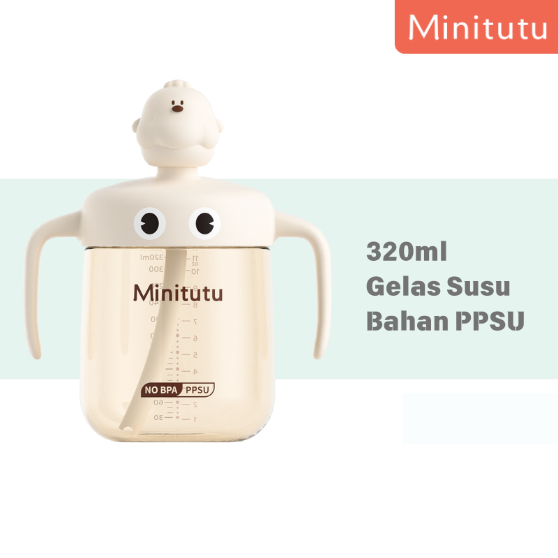 Jual Minitutu 320ml PPSU Gelas Susu Training Cup Duckbill Straw Sedotan ...