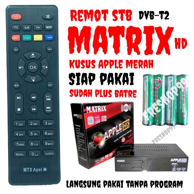 Jual Remote stb matrix hd apple merah komplit berikut batre tinggal ...