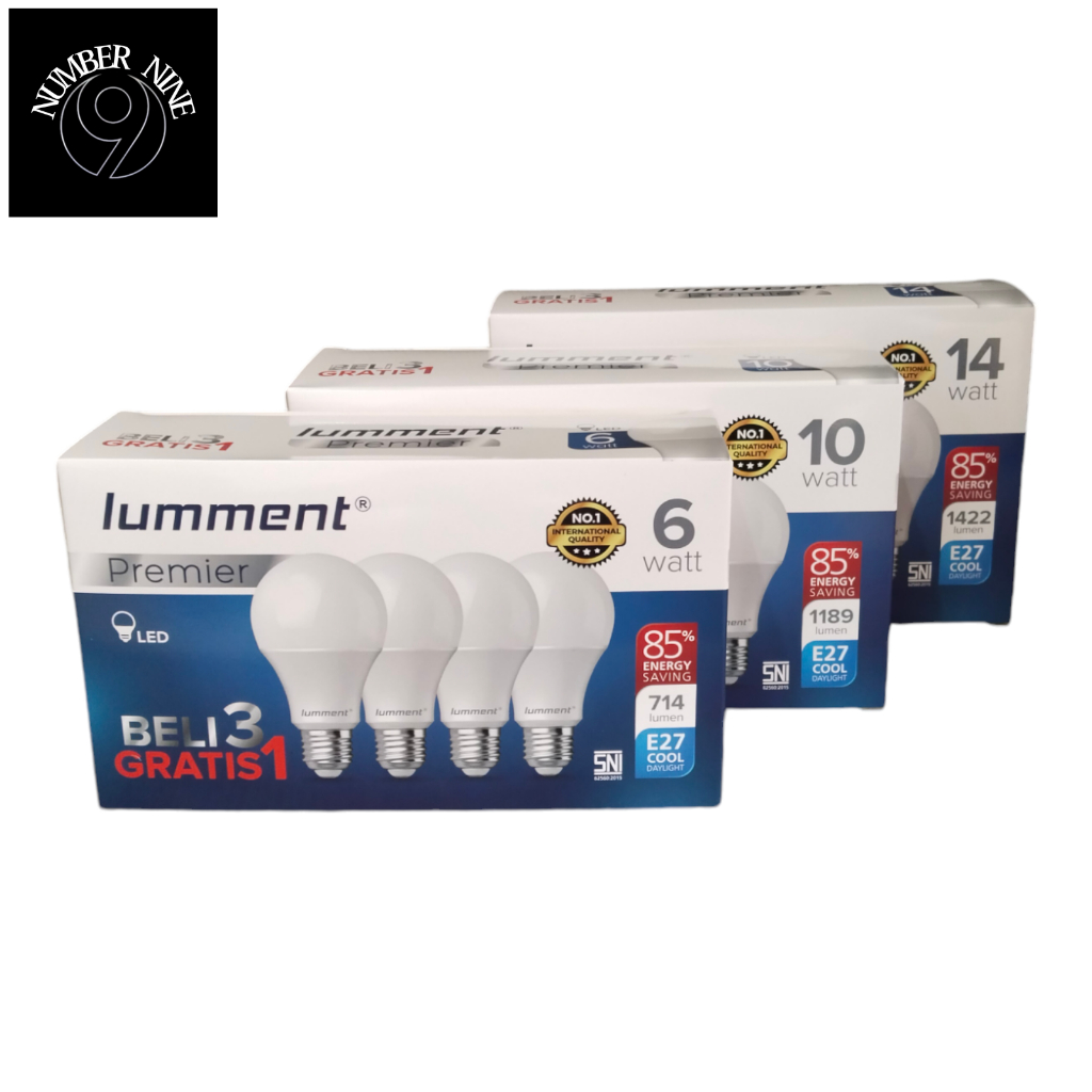 Jual (Beli 3 Gratis 1) Lumment Premier Lampu LED A Bulb 6 Watt, 10 Watt ...