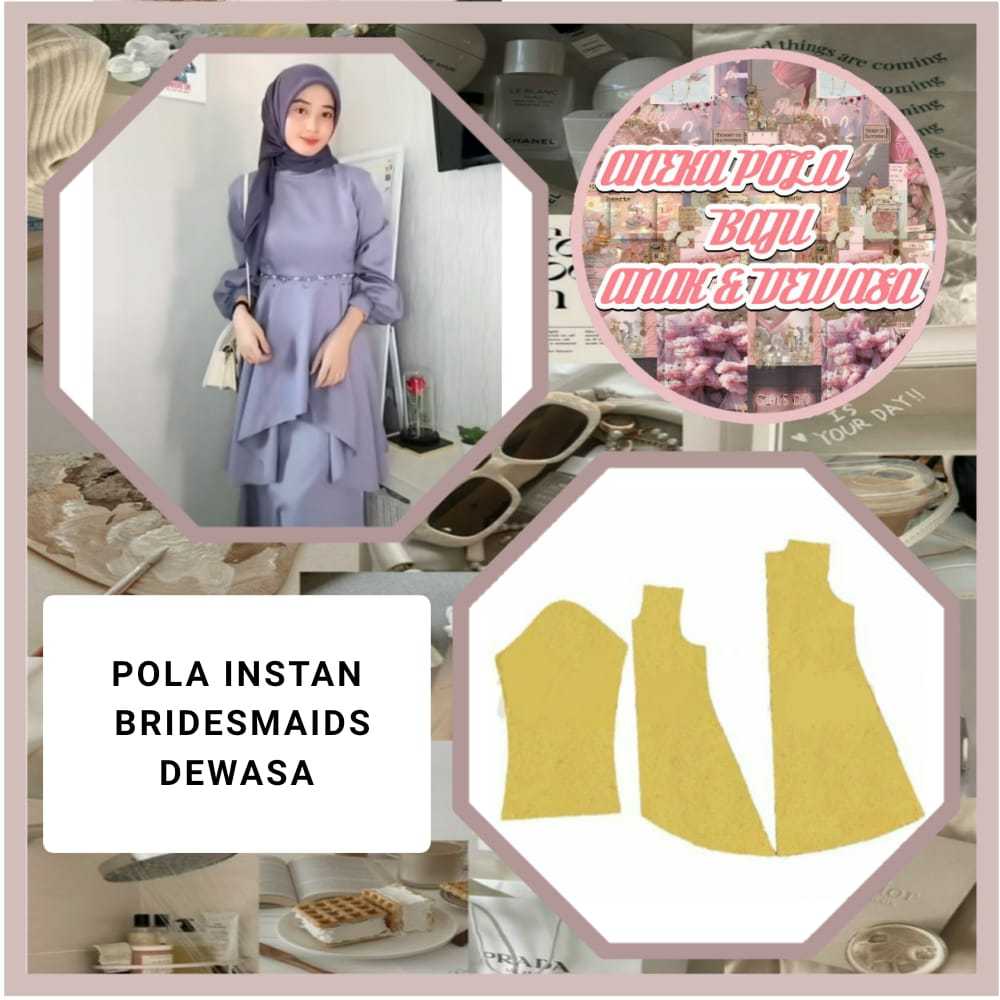Jual Pola Instan BRIDESMAIDS Langsungan Dewasa I Gaun BRIDESMAIDS I Pola Jiplak I | Shopee Indonesia