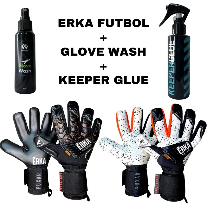 Jual Paket Sarung tangan Kiper sepakbola Erka Futbol Keeper glue Glove ...