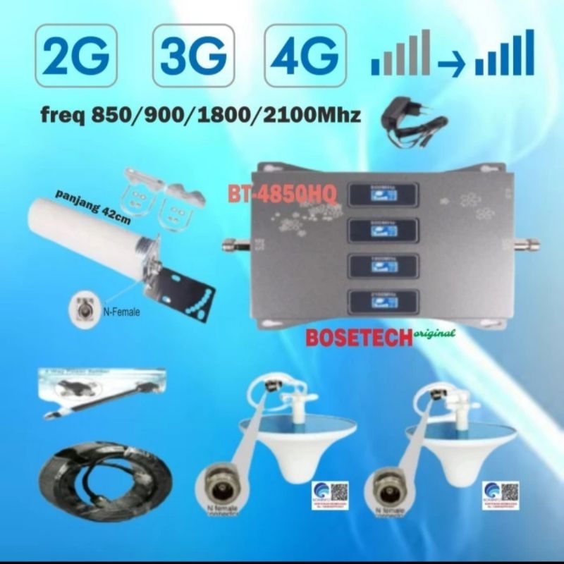 Jual Alat Penguat Sinyal Repeater BOSETECH 4 Band Frequency BT4850HQ Antena Omni 2 Way | Shopee ...