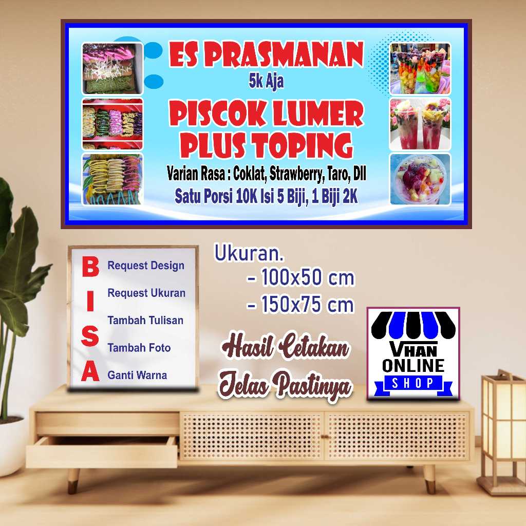 Jual Cetak Spanduk Keren Banner Usaha Es Prasmana dan Makanan | Shopee ...