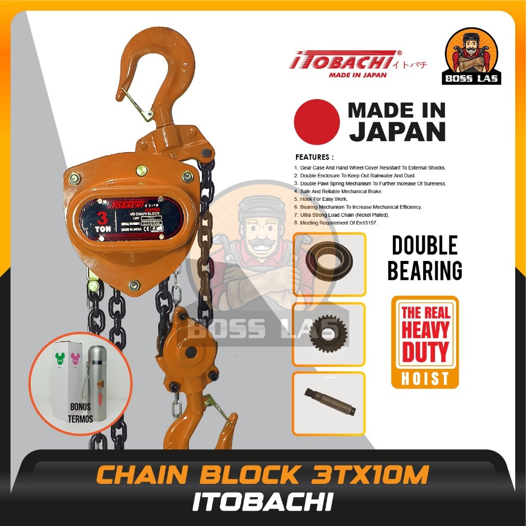 Jual ITOBACHI Chainblock Katrol 3T x 10M / Chain Block Takel 3 Ton x 10 ...