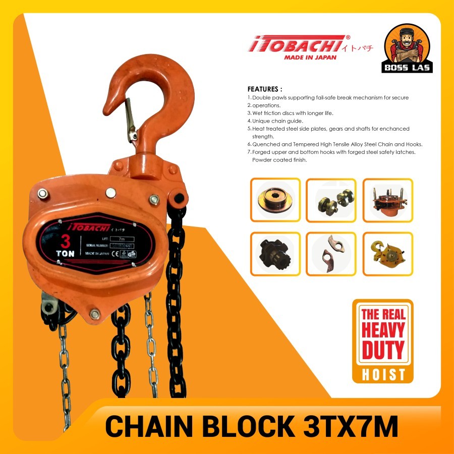 Jual ITOBACHI Chainblock Katrol 3T x 7M / Chain Block Takel 3 Ton x 7 ...
