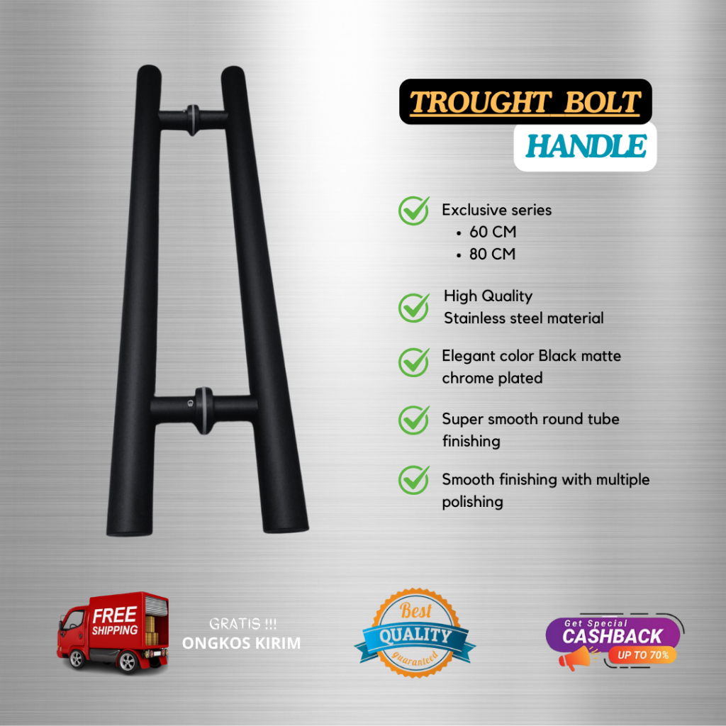 Jual PULL HANDLE BLACK MATTE TARIKAN GAGANG PINTU BAUT TEMBUS STAINLESS ...