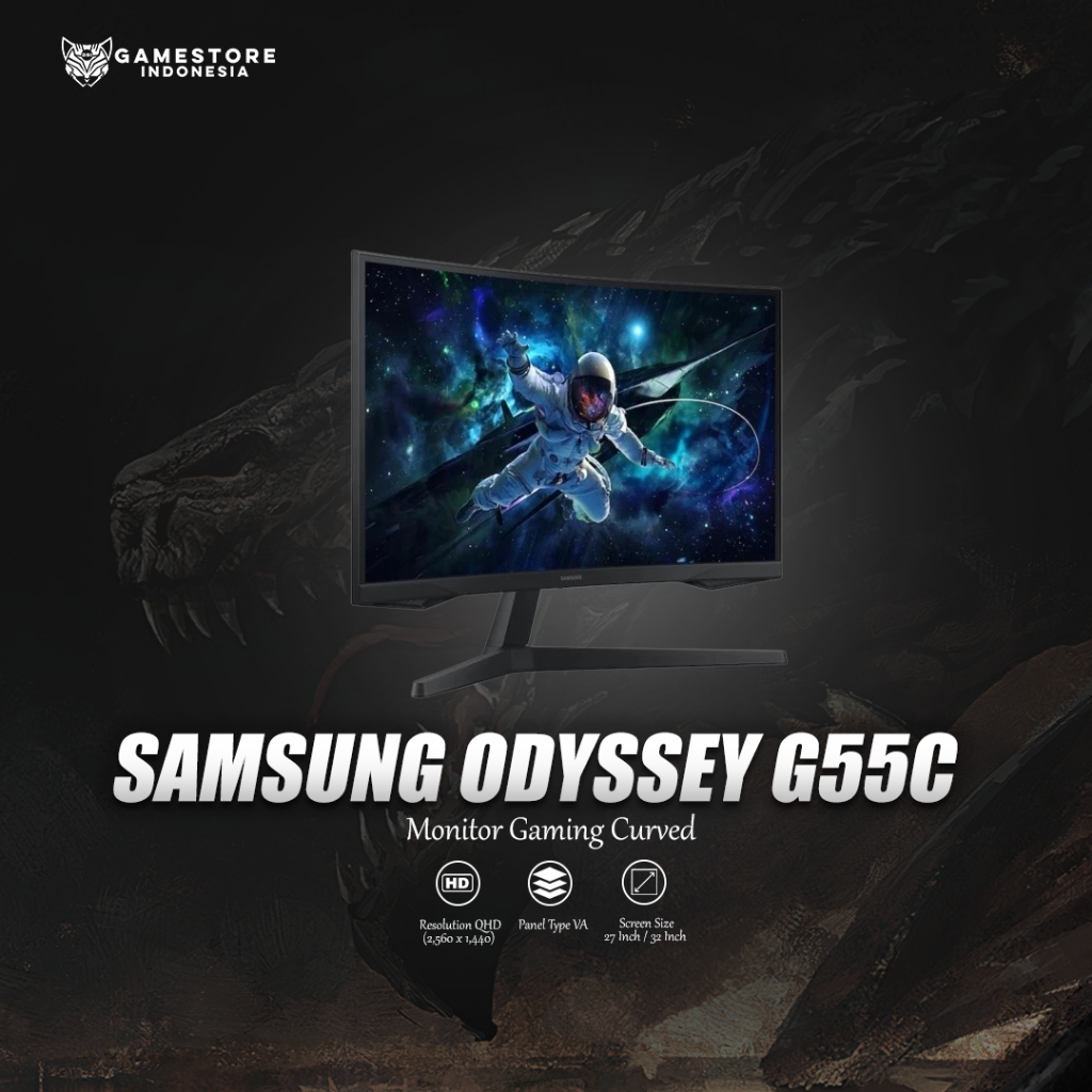 Jual SAMSUNG ODYSSEY G55C 27 Inch / 32 Inch 2K QHD VA 165Hz 1ms HOME ...