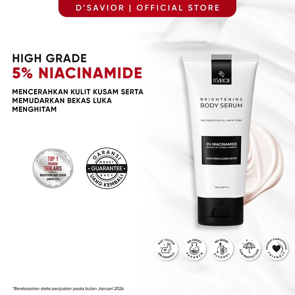 Jual D'SAVIOR Brightening Body Serum Niacinamide 5% High Grade 150ml D ...