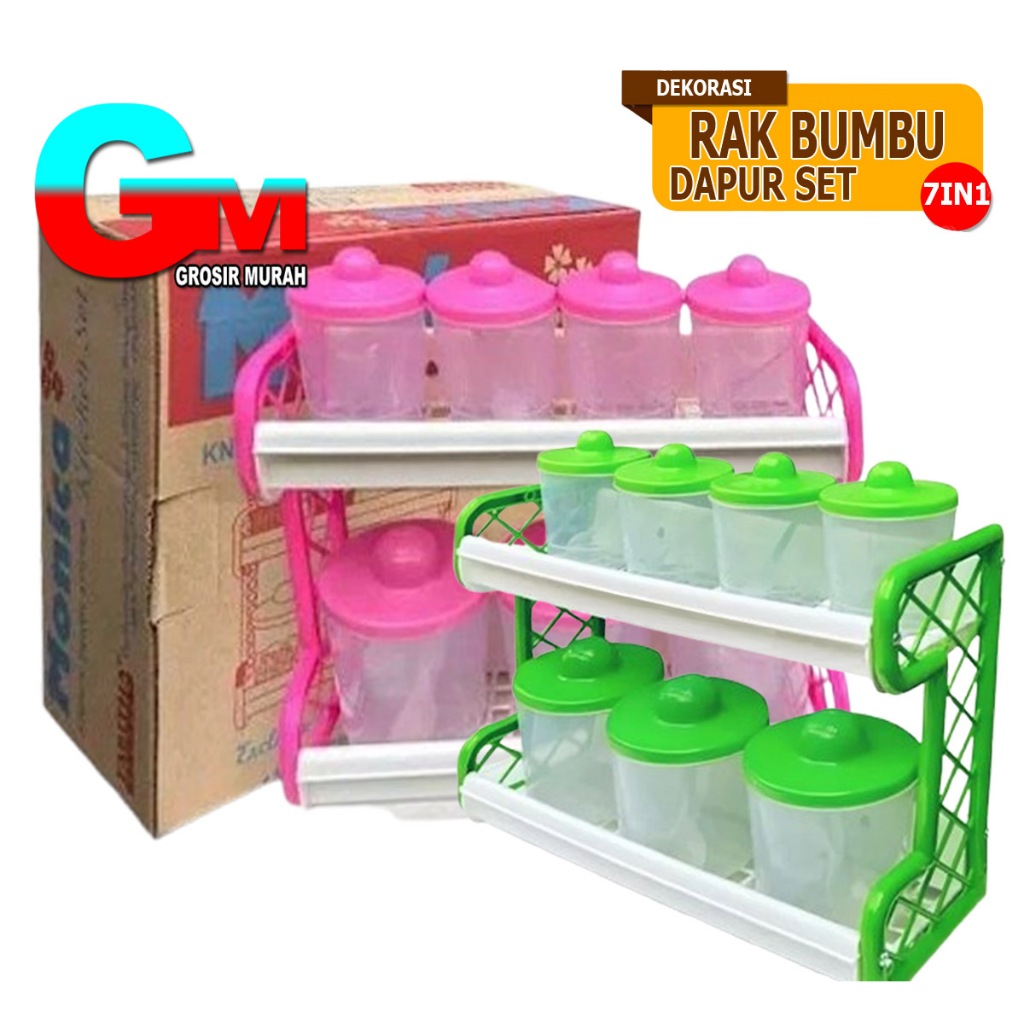 Jual KITCHEN SET RAINBOW - TEMPAT GARAM - TEMPAT BUMBU DAPUR 7in1 ...