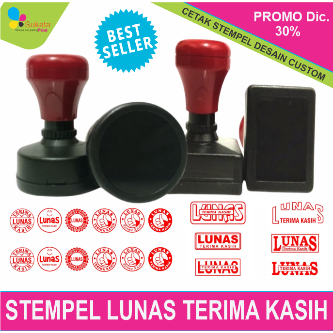 Jual Stempel Lunas Otomatis lunas terima kasih bisa custom free desai | Shopee Indonesia
