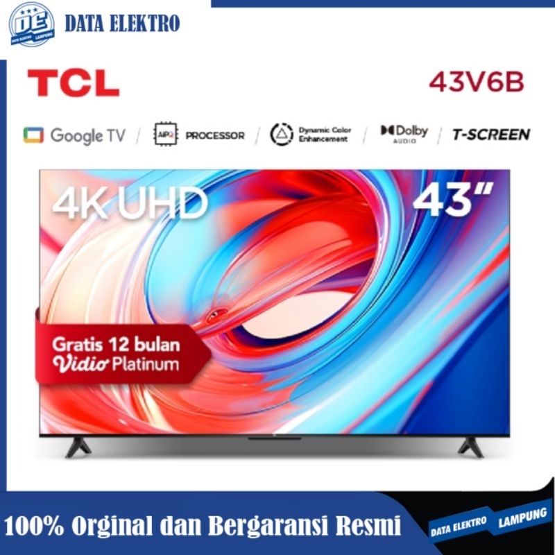Jual TCL 43" 4K UHD Google TV TCL 43V6B New 2024 - Wifi - Youtube ...
